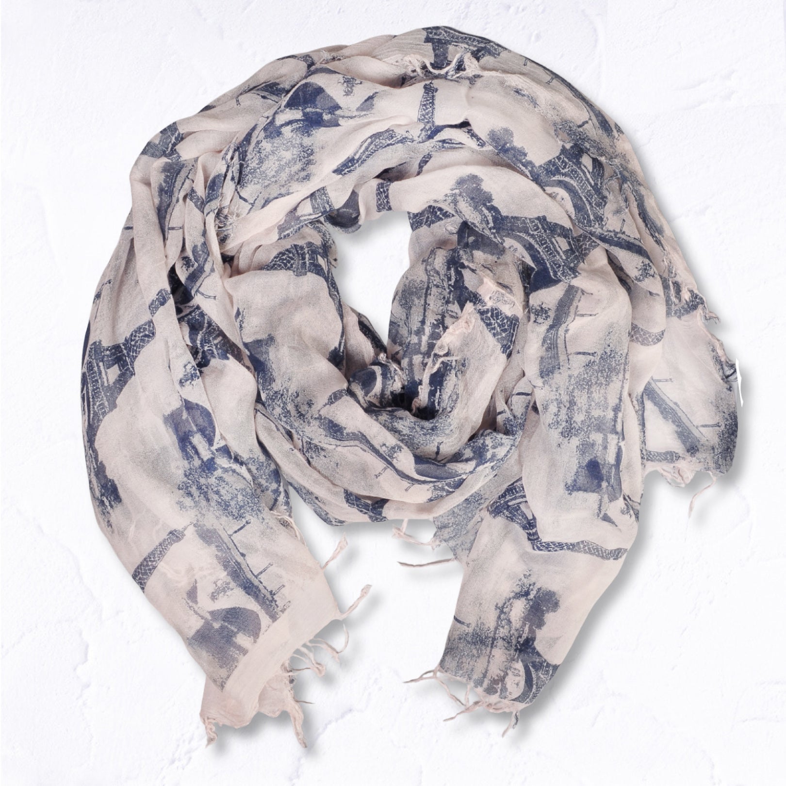 Eiffel Tower print raw-edge scarf – Nicci Boutiques