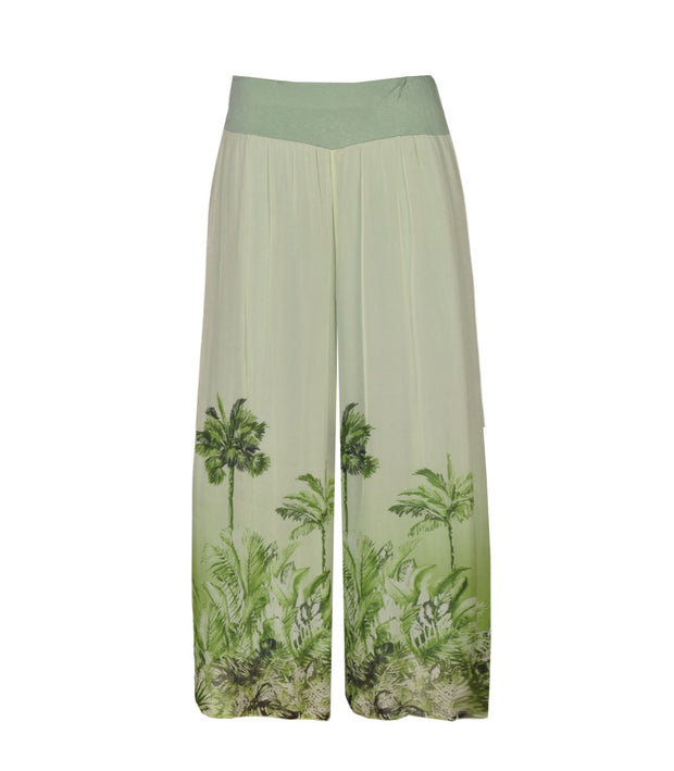 Palm tree print double layer silky pants – Nicci Boutiques