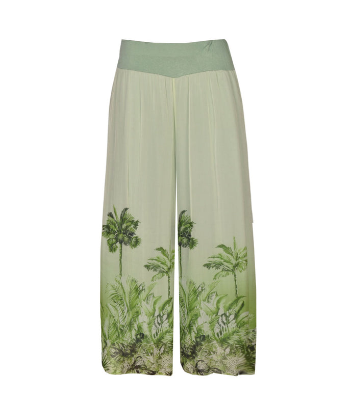 Palm tree print double layer silky pants – Nicci Boutiques