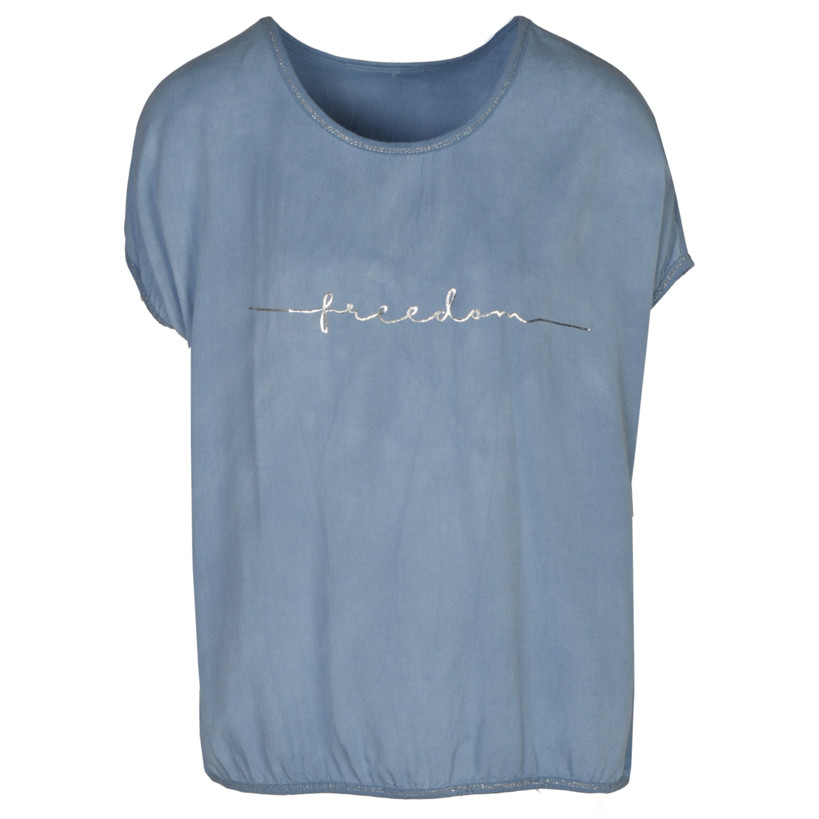 2-Textured lurex trim freedom print top – Nicci Boutiques